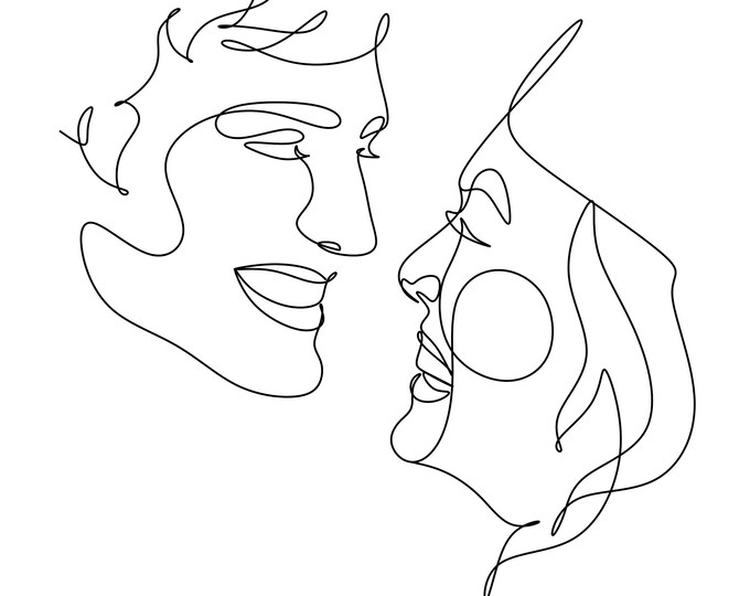 Custom Minimalist One Line Drawing Portrait. Line Portrait Custom - Etsy