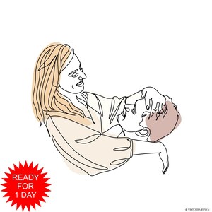 LINE ART PORTRAIT. Gifts for Him. Gifts for Her. Personalized Gift ...