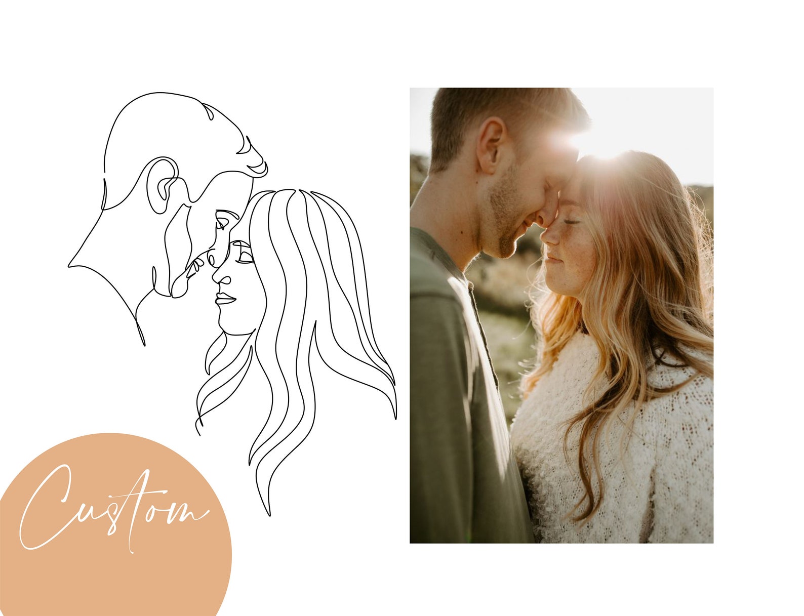 Custom Line Portrait Custom Line Drawing One Line Portrait - Etsy