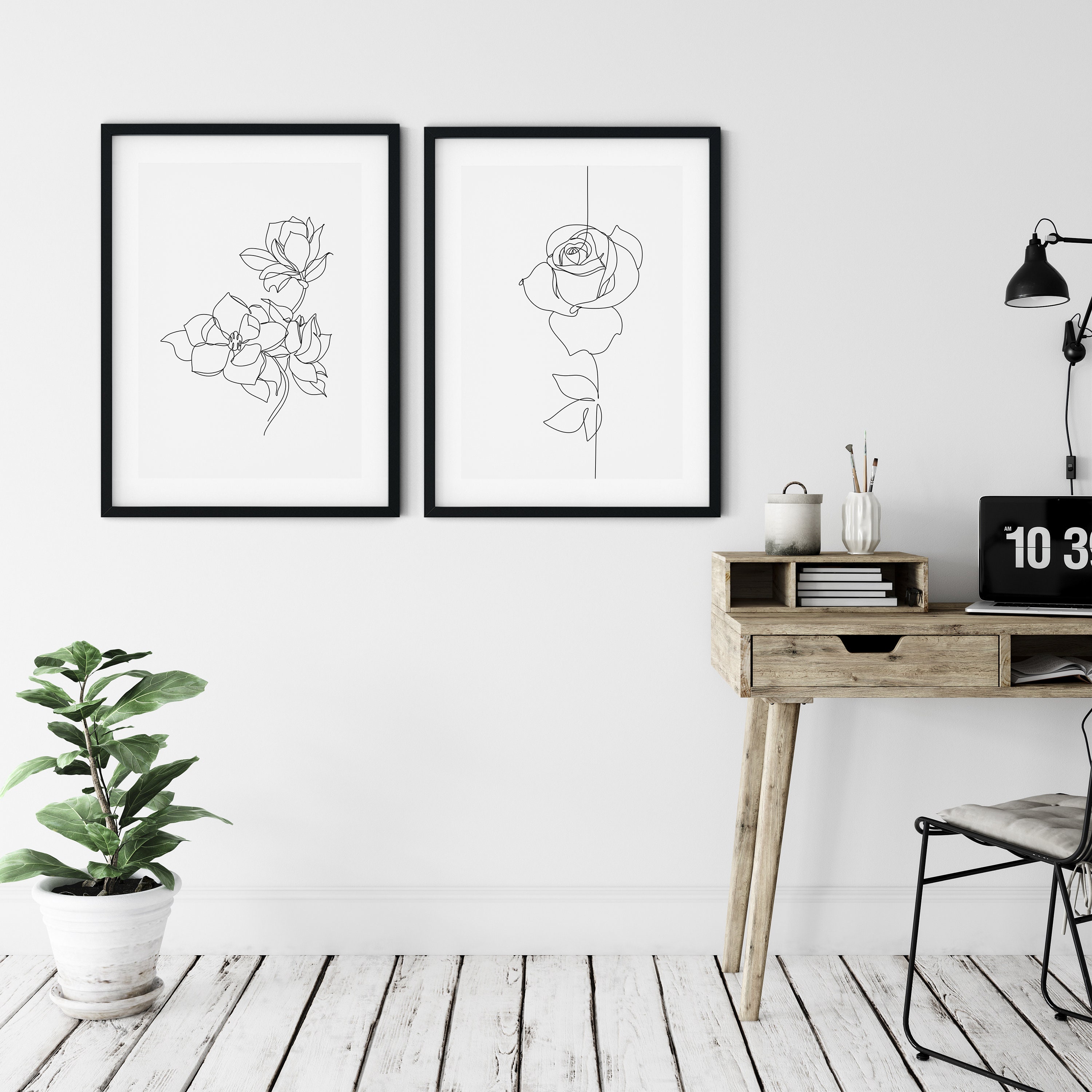 One line rose. Botanical line print art print. Line art | Etsy