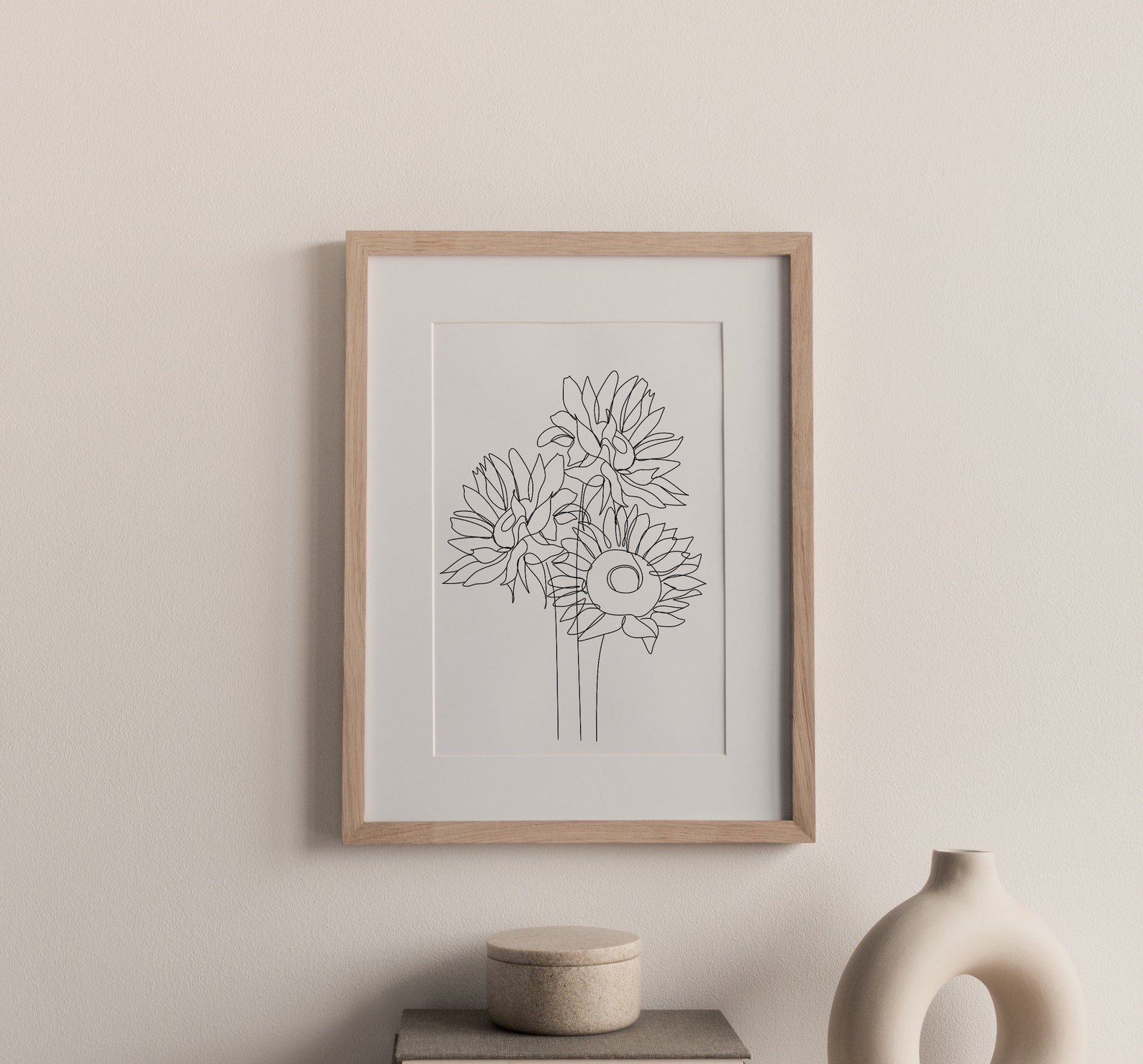 Flower Print Line Art Floral Wall Art Printable Botanical - Etsy