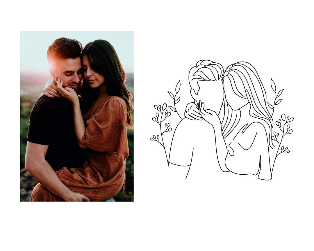 Custom Line Drawing | Personalized Drawing | Custom Couple Gift | Gift ...