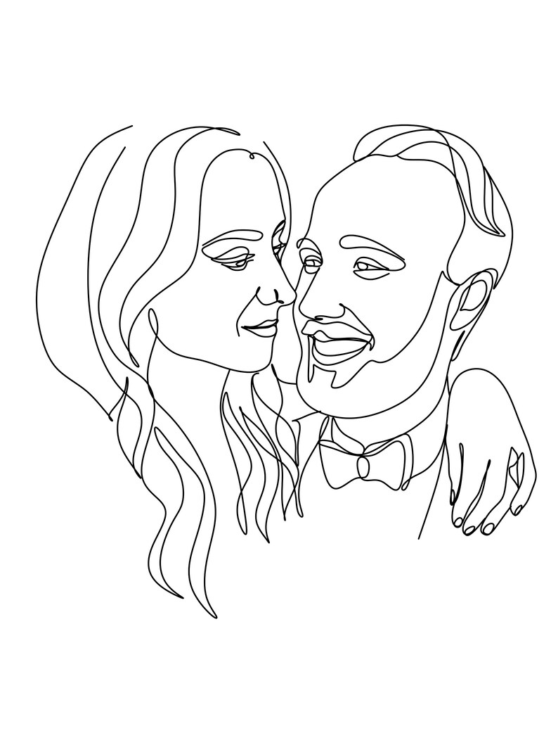 Custom One Line Drawing One Line Portrait Personalized - Etsy