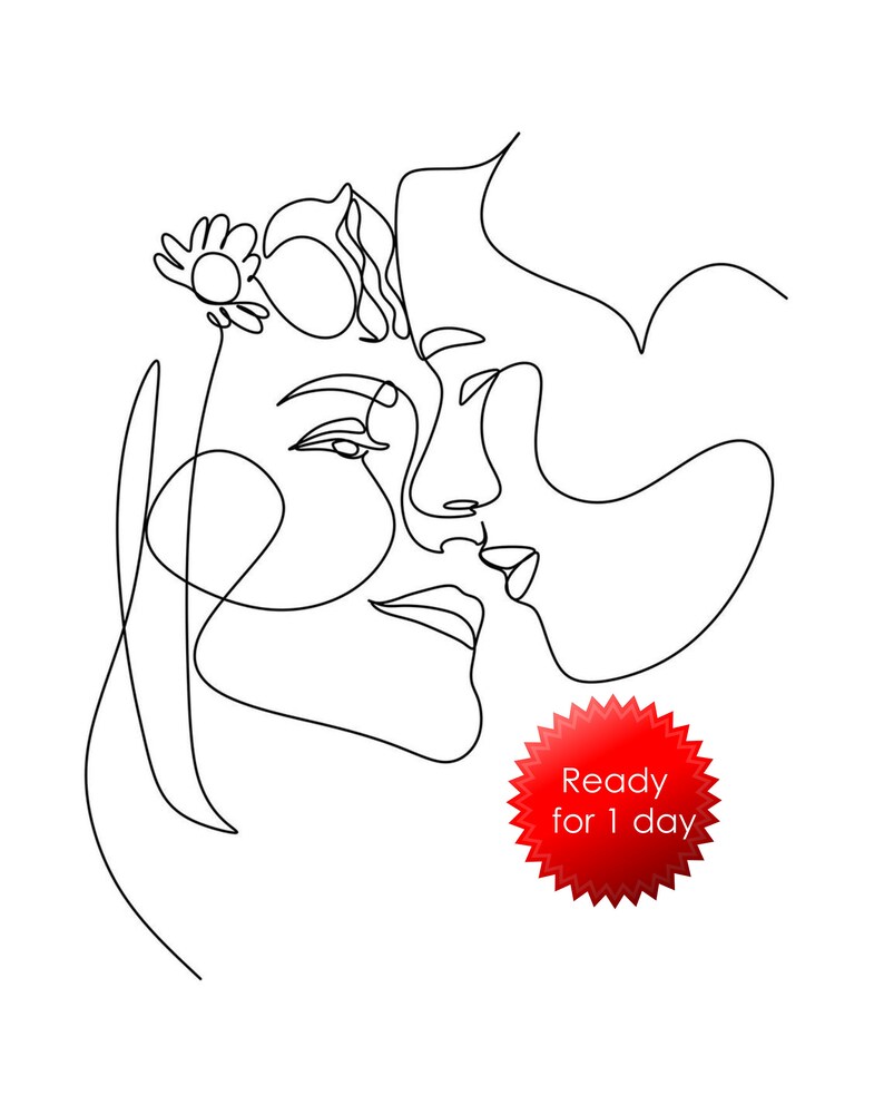 Custom One Line Drawing One Line Portrait Personalized - Etsy