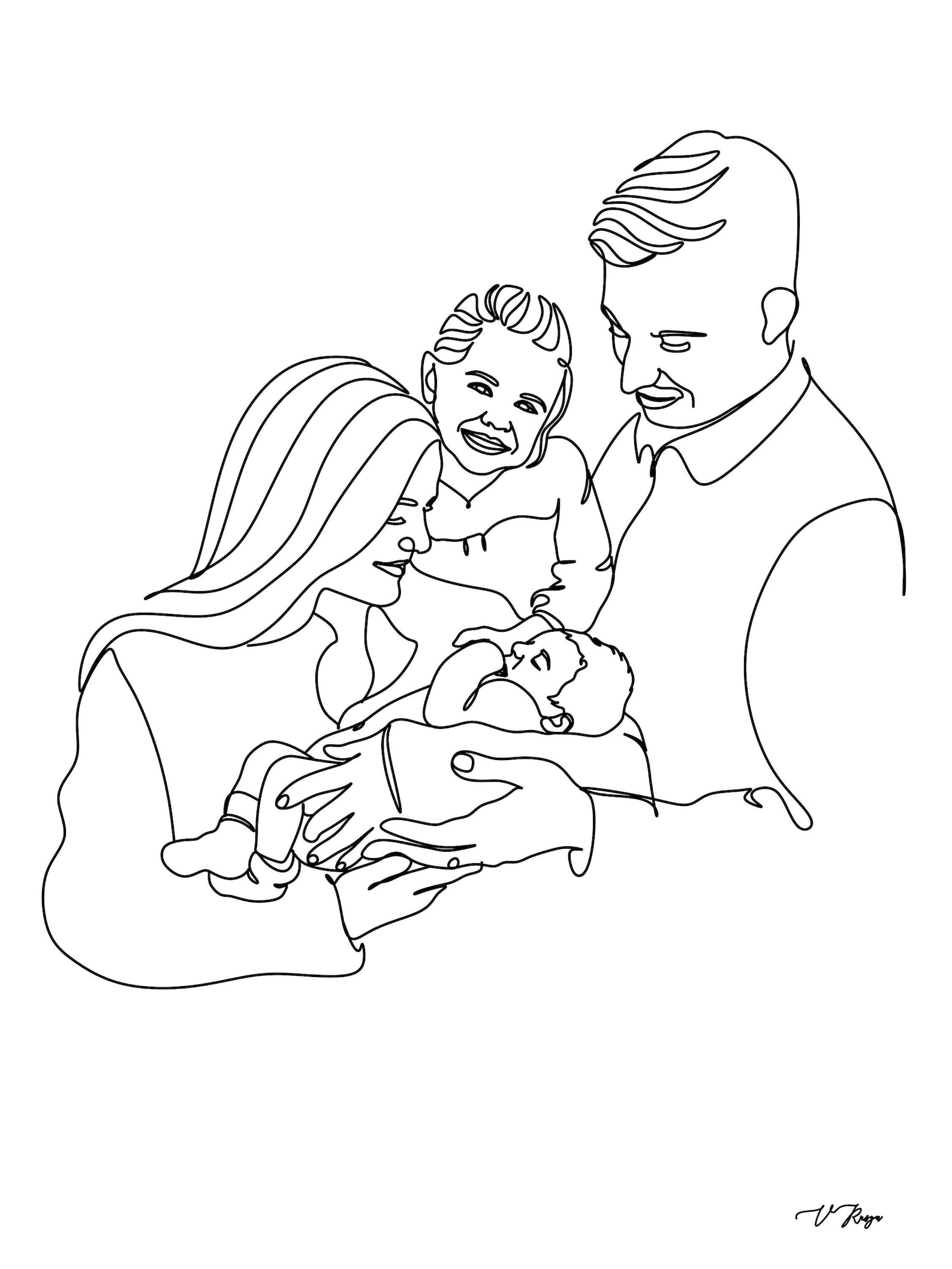 Custom Line Drawing. Custom Line Portrait. Custom Line Art. | Etsy