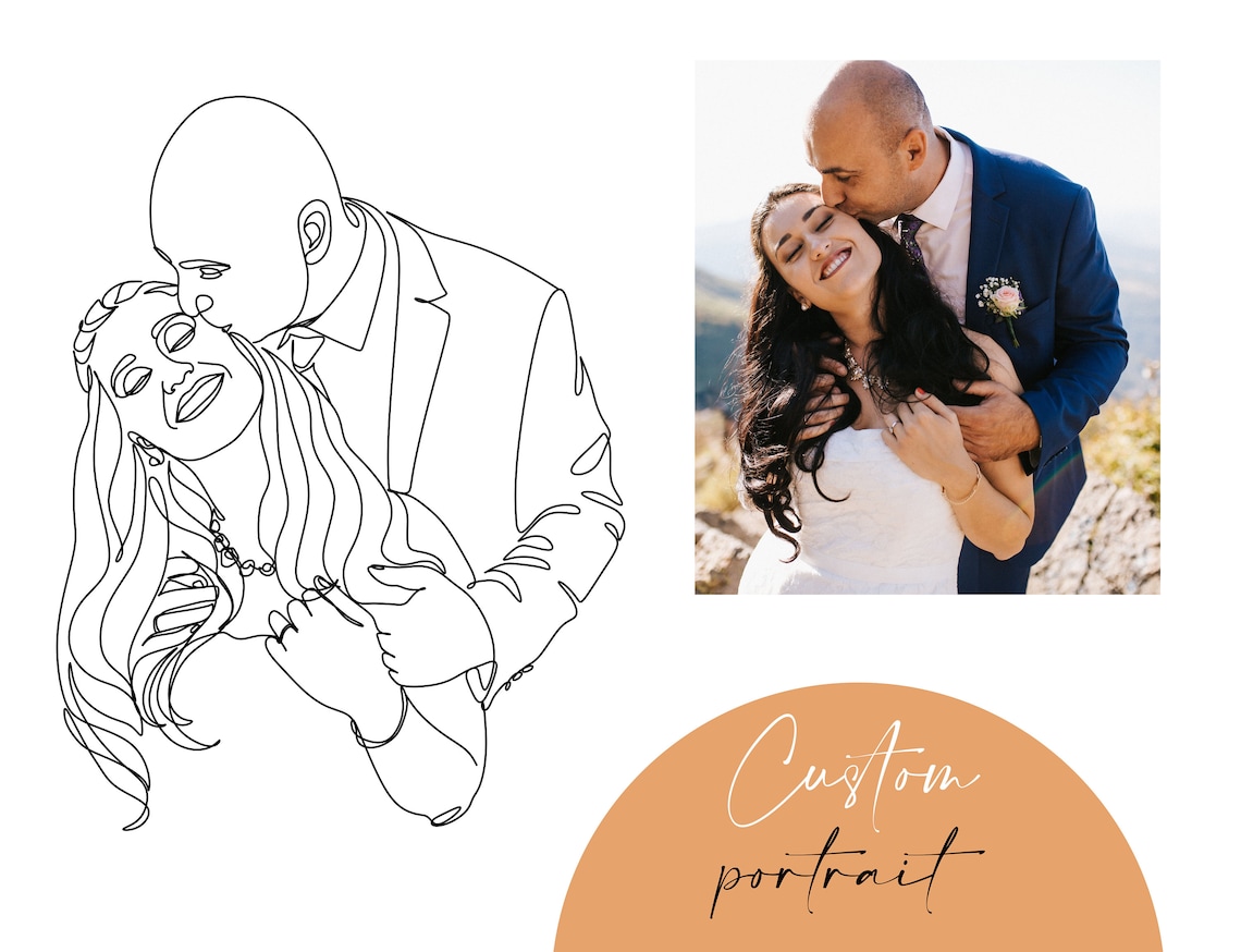 Custom Line Portrait Custom Line Drawing One Line Portrait | Etsy