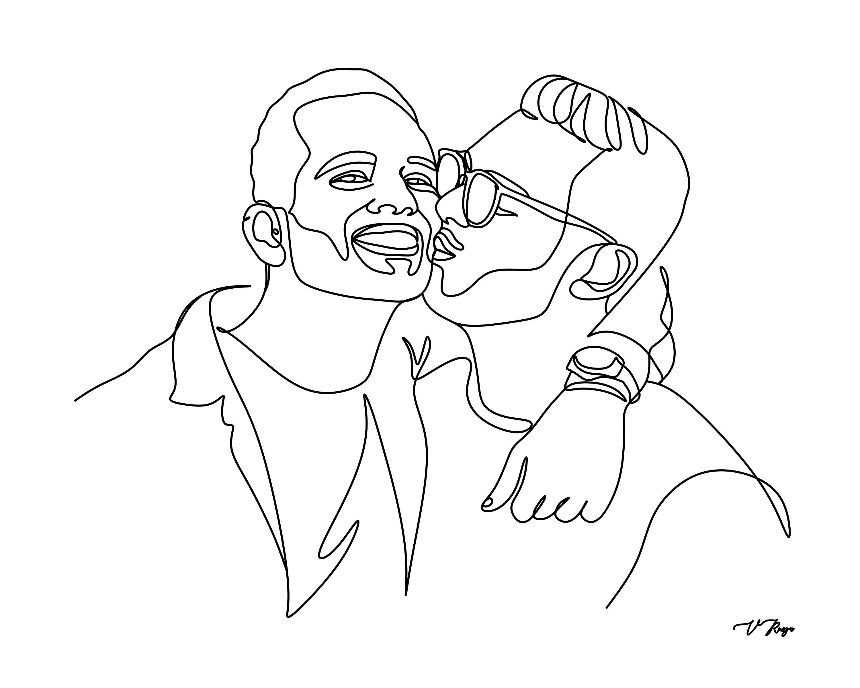 Gay Couple Portrait Custom. Gay Boyfriend Gift. Gay Wedding | Etsy