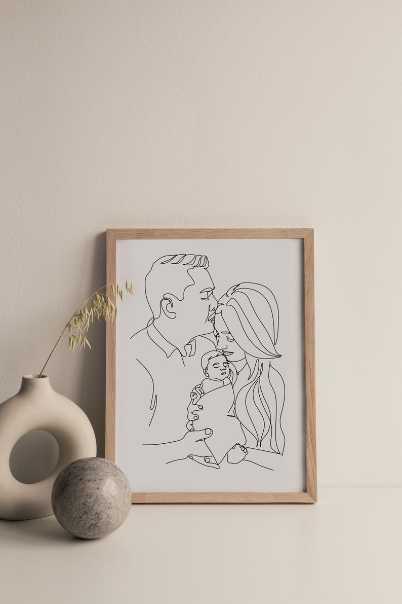 Line Art Portrait. Custom Line Drawing Portrait. Christmas - Etsy