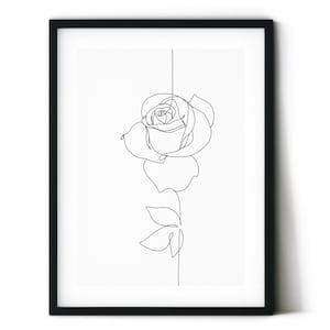 One Line Rose. Botanical Line Print Art Print. Line Art Printable ...