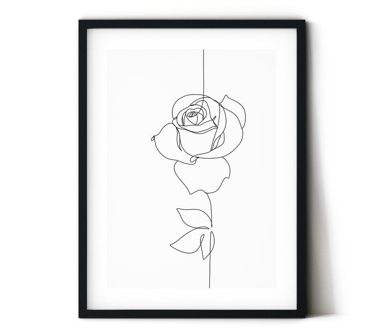 One Line Rose. Botanical Line Print Art Print. Line Art - Etsy