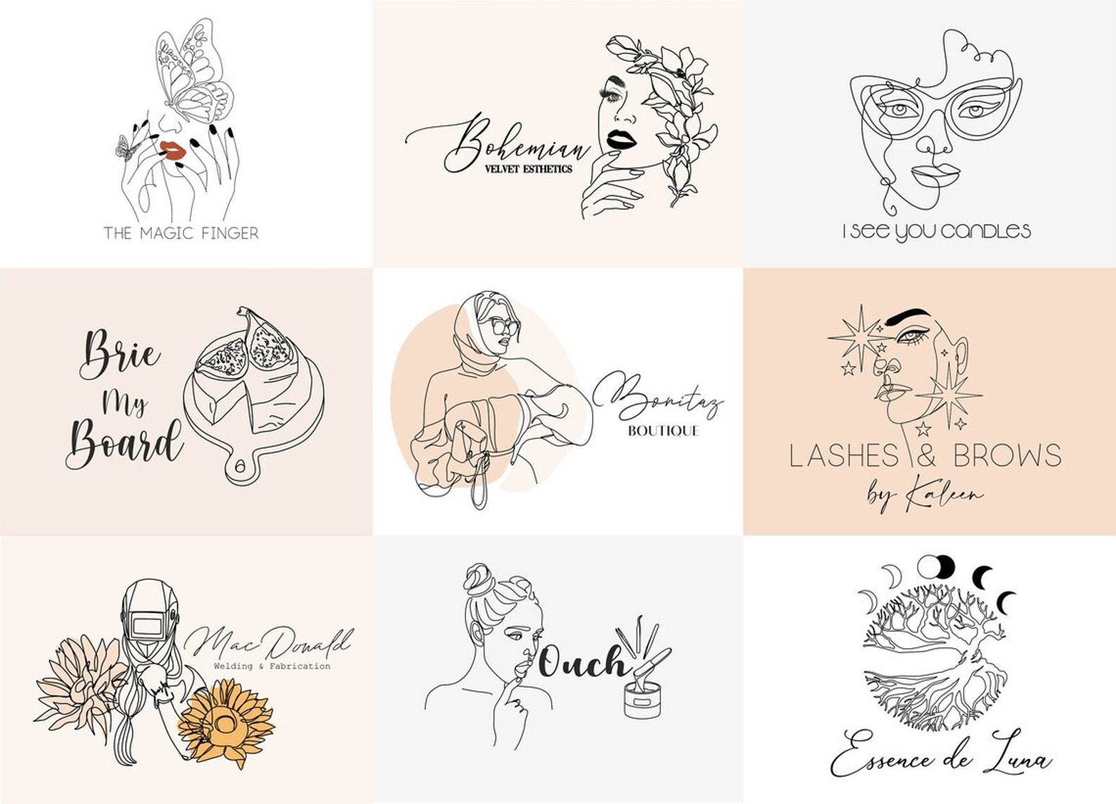 Custom Logo Design | Minimalist Line Art Logo - Etsy