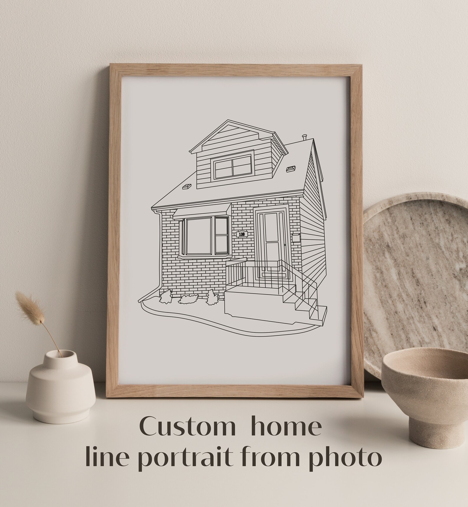 Personalised House Portrait Line Drawing Print. Custom Line - Etsy