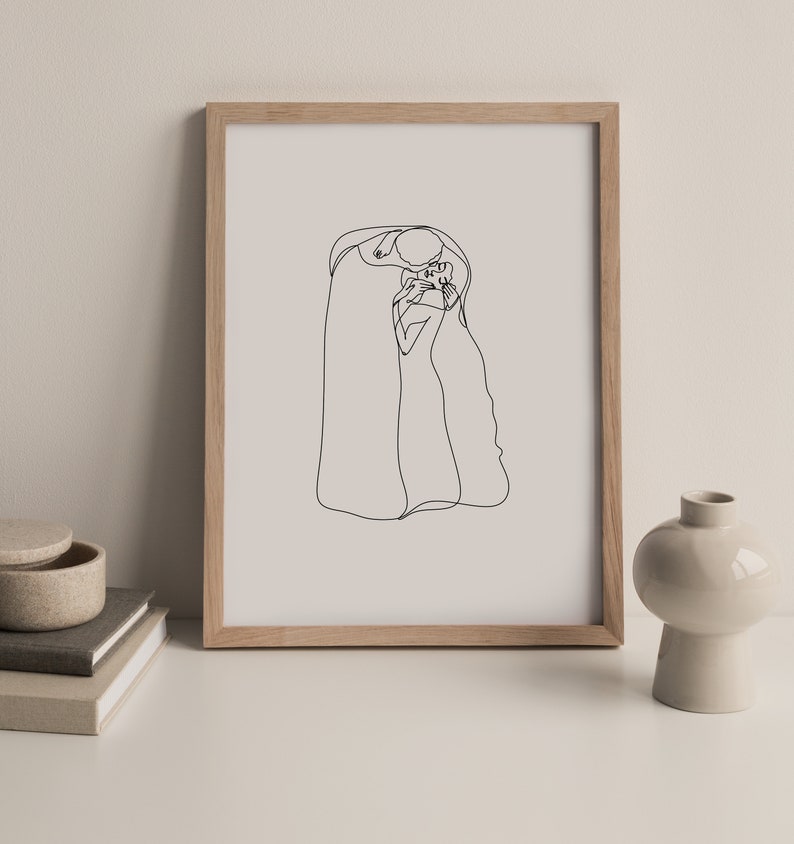 The Kiss by Gustav Klimt. Minimal One Line Drawing Art Print | Etsy