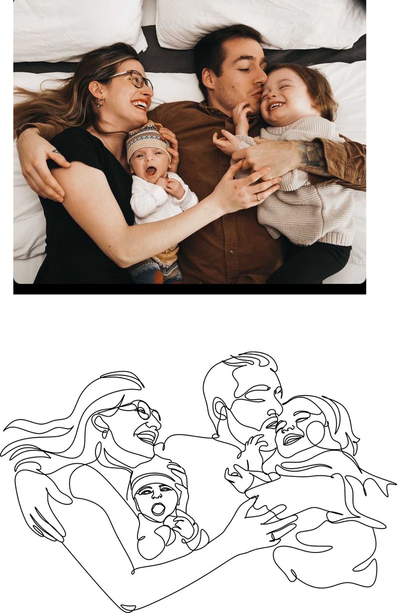 LINE ART COMMISSION. One Line Portrait From Photo. Custom Line | Etsy