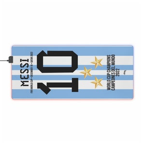 LED Gaming Mouse Pad - Messi 10 ARGENTINA, World Cup Champions 2022 ...