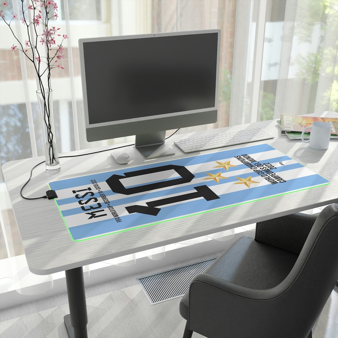 LED Gaming Mouse Pad - Messi 10 ARGENTINA, World Cup Champions 2022 ...