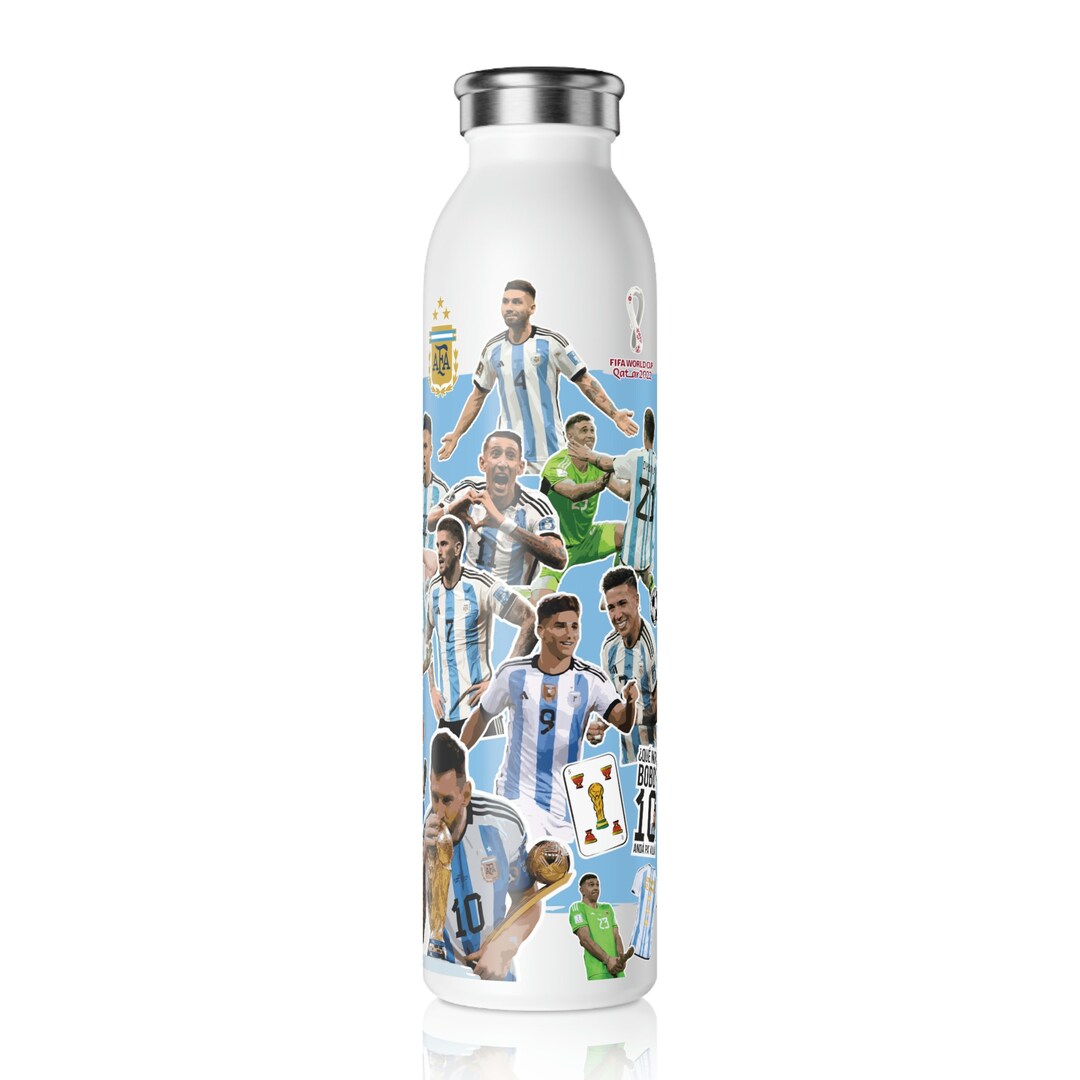 20oz Slim Water Bottle ARGENTINA World Cup Champions 2022, Messi 10 ...