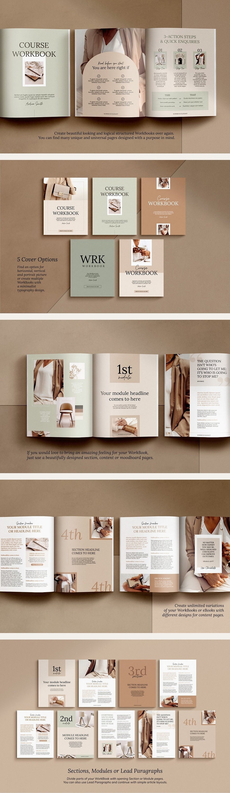 Elegant Workbook Template Canva; Adobe Indesign; Checklist Template ...