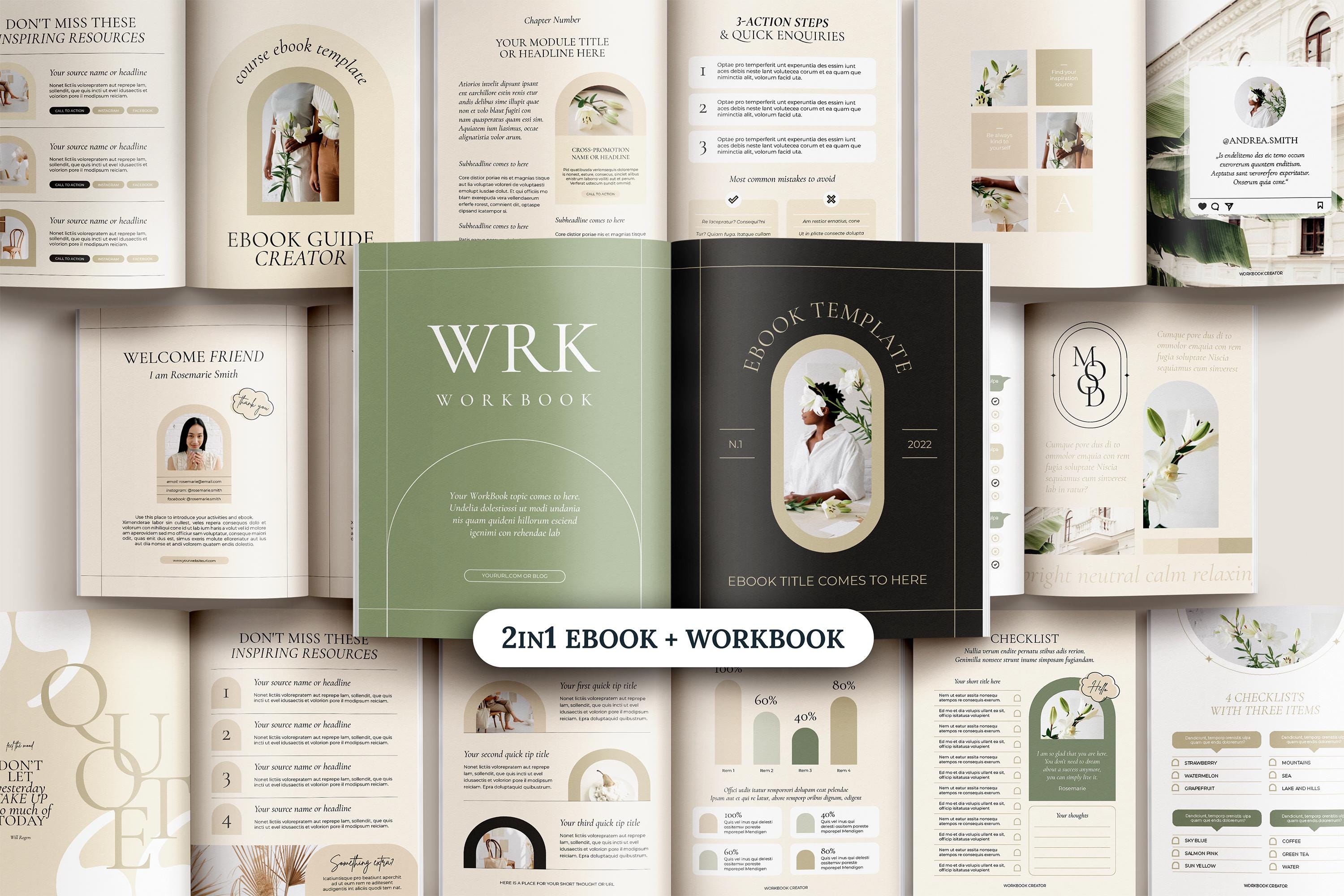 Course Creator Ebook + Workbook Template, Canva Ebook, Indesign Ebook ...