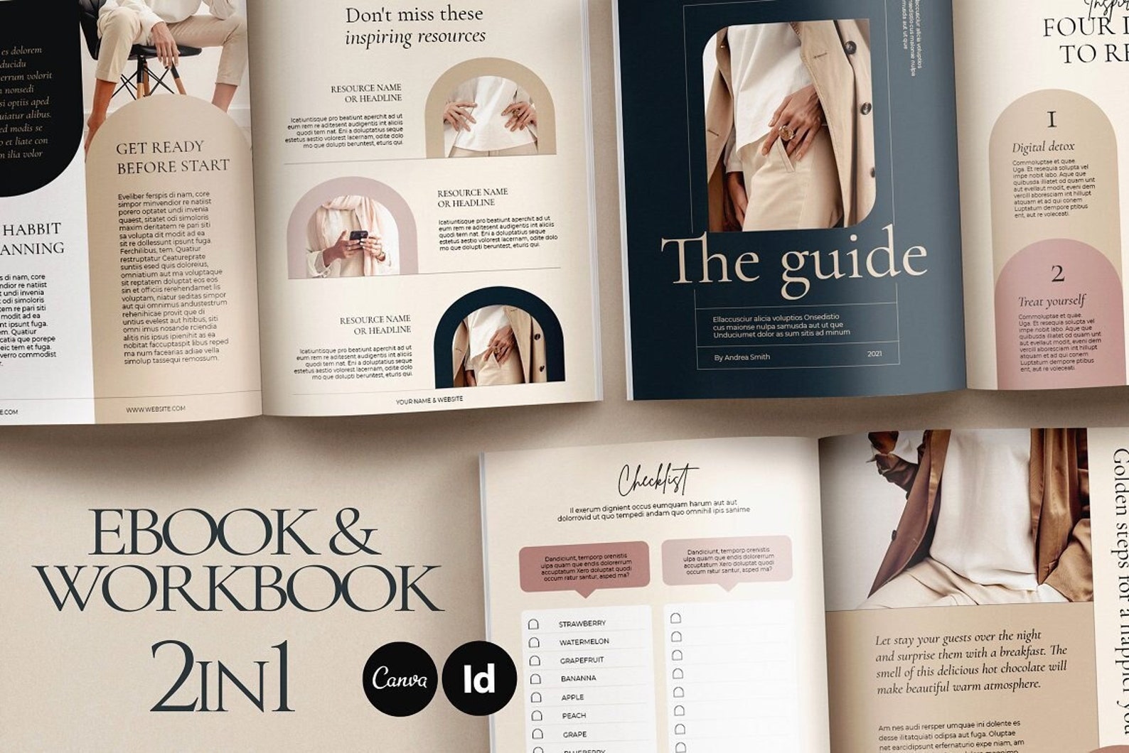 Course Creator Ebook Workbook Template Canva & Indesign. Ideal for ...