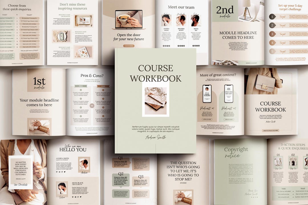 Elegant Workbook Template Canva; Adobe Indesign; Checklist Template ...