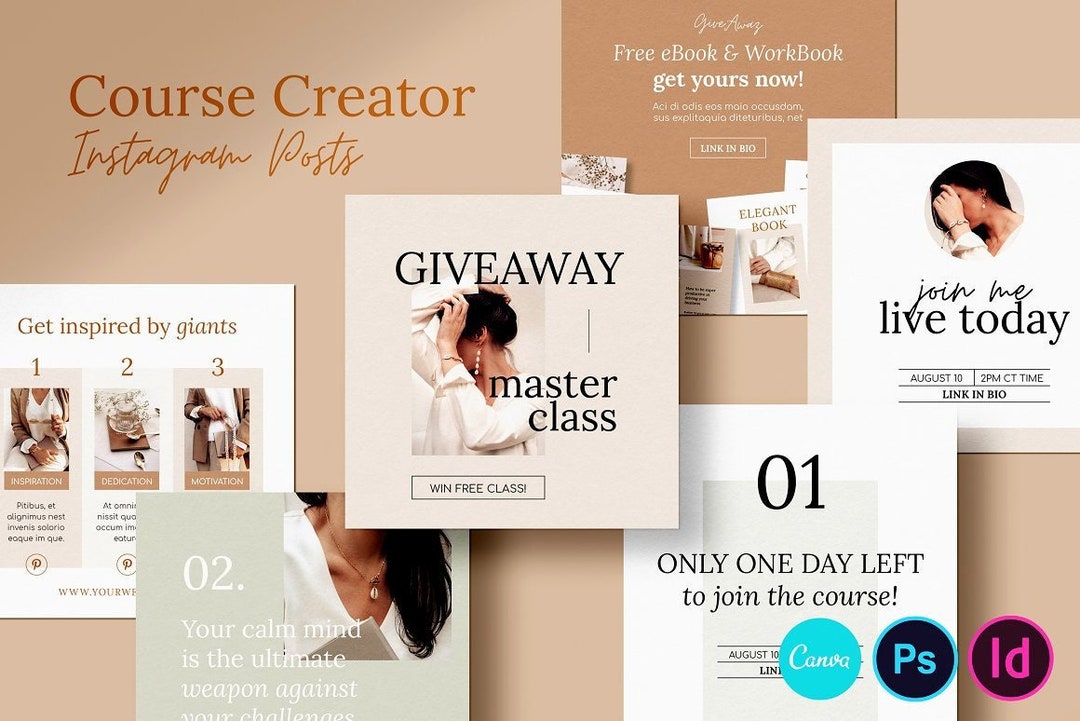 Elegant Instagram Template Canva, Photoshop, Indesign Template Social ...