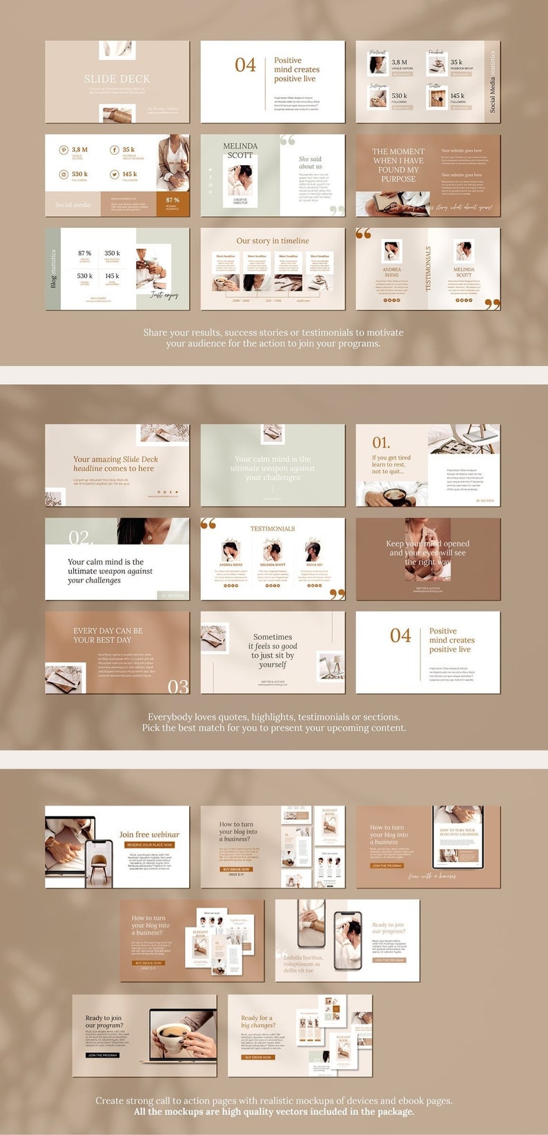 Elegant Slide Deck Template | Canva & Indesign Template | Online Course ...
