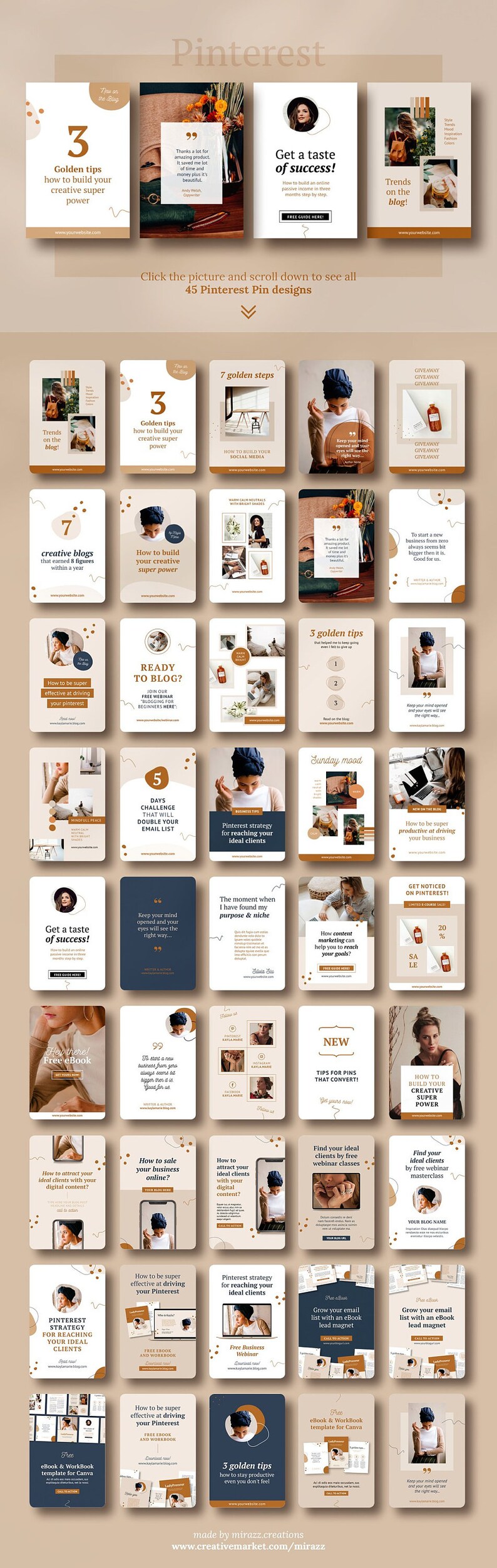 Pinterest Template Canva, Photoshop, Indesign, Template Social Media ...