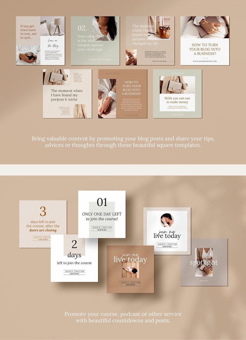 Elegant Instagram Template Canva, Photoshop, Indesign Template Social ...