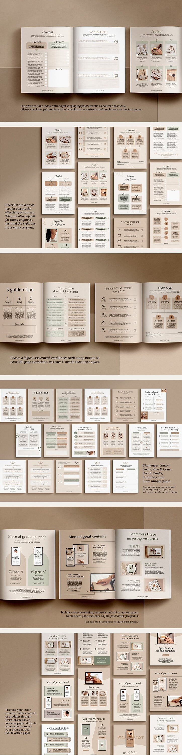 Elegant Workbook Template Canva; Adobe Indesign; Checklist Template ...