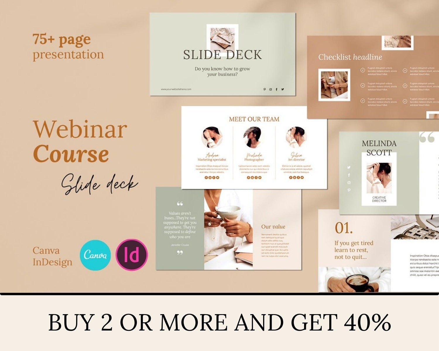 Elegant Slide Deck Template Canva & Indesign Template | Etsy