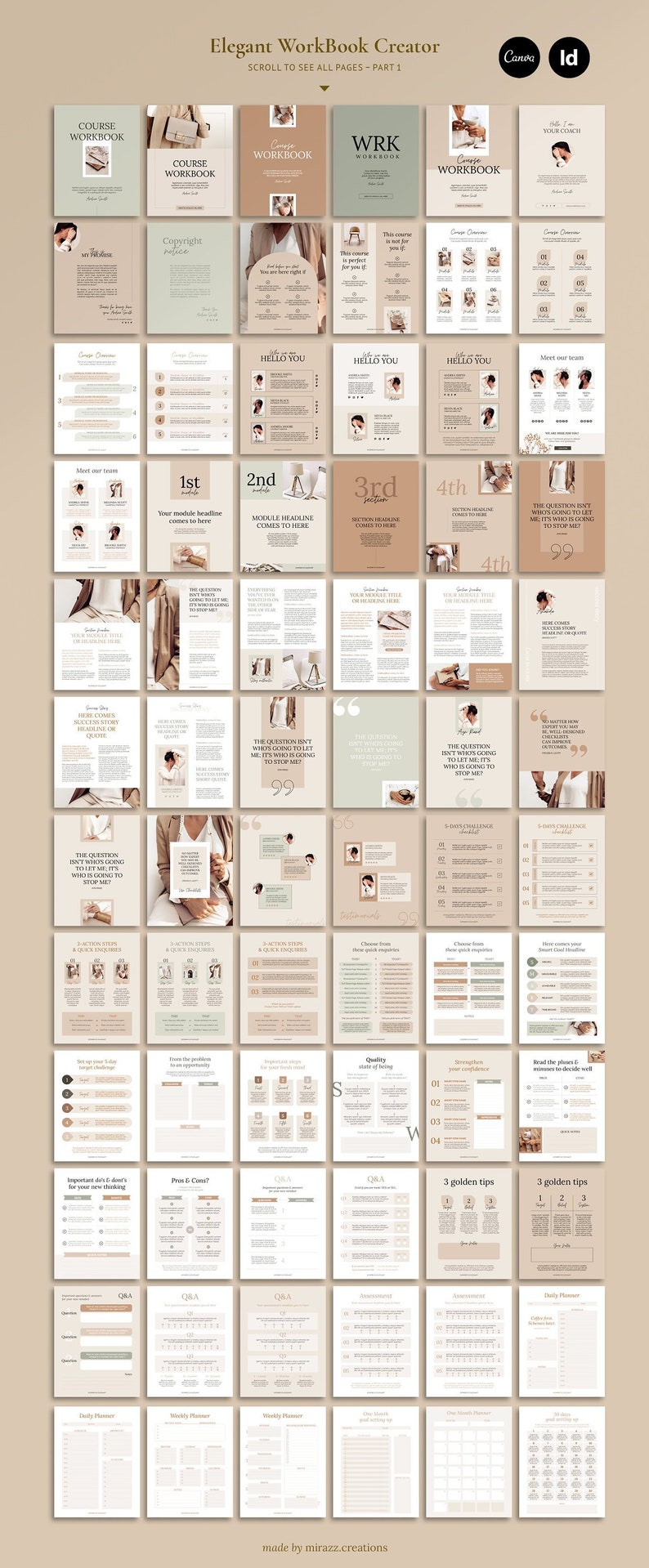 Elegant Workbook Template Canva; Adobe Indesign; Checklist Template ...