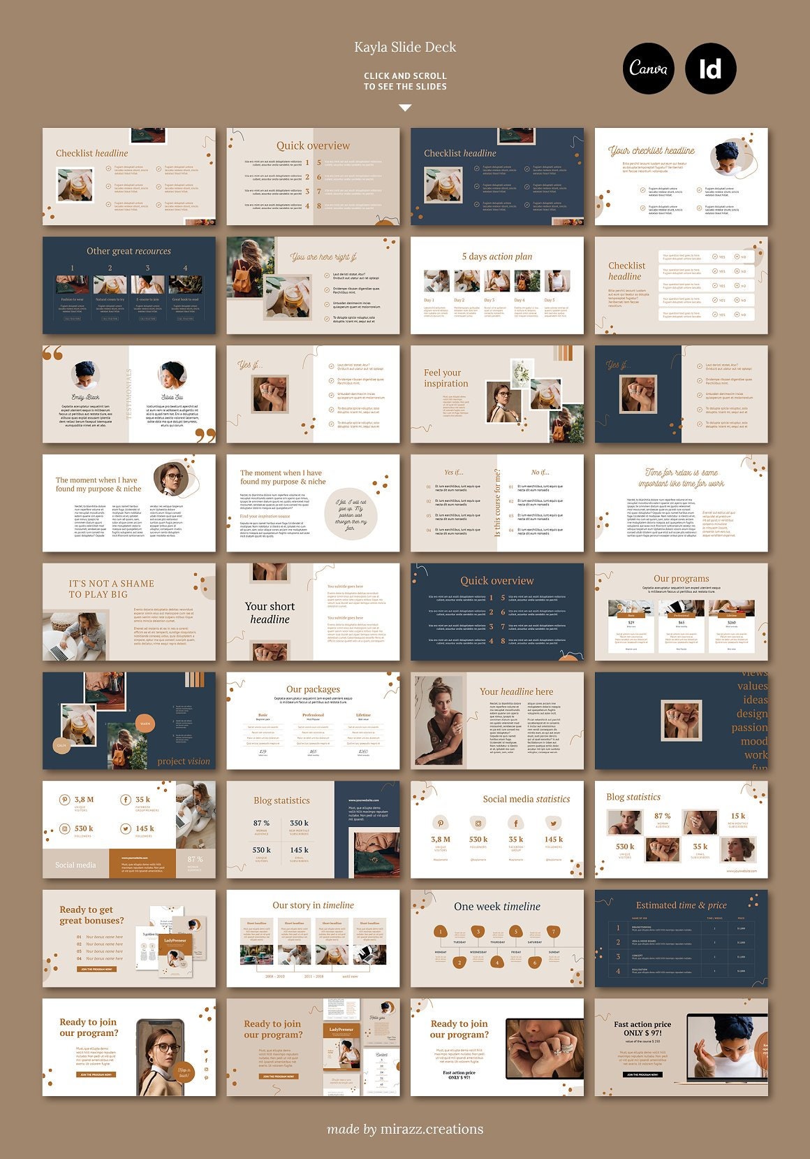 Slide Deck Template Canva & Indesign Template Course - Etsy