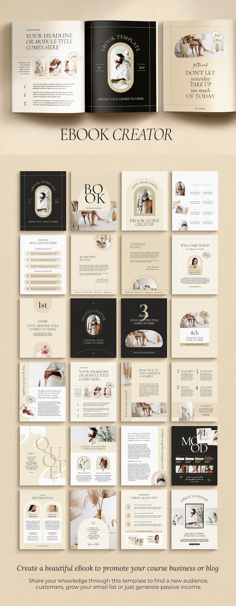 Course Creator Ebook + Workbook Template, Canva Ebook, Indesign Ebook ...