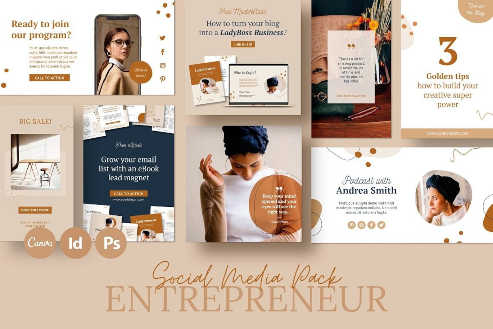 Social Media Templates Canva Template Instagram Posts - Etsy