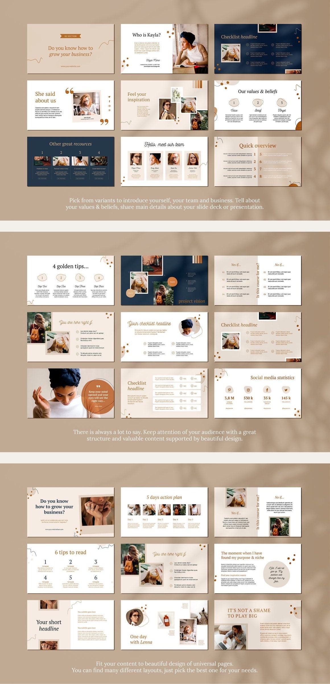 Slide Deck Template Canva & Indesign Template Course - Etsy