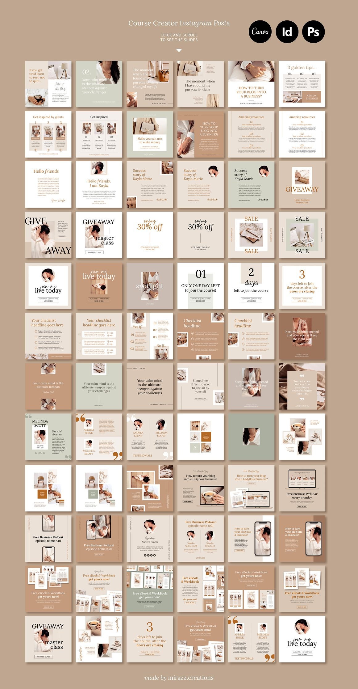Elegant Instagram Template | Canva, Photoshop, Indesign Template ...