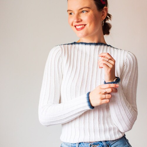 Draw the Line Sweater Knitting Pattern - Etsy