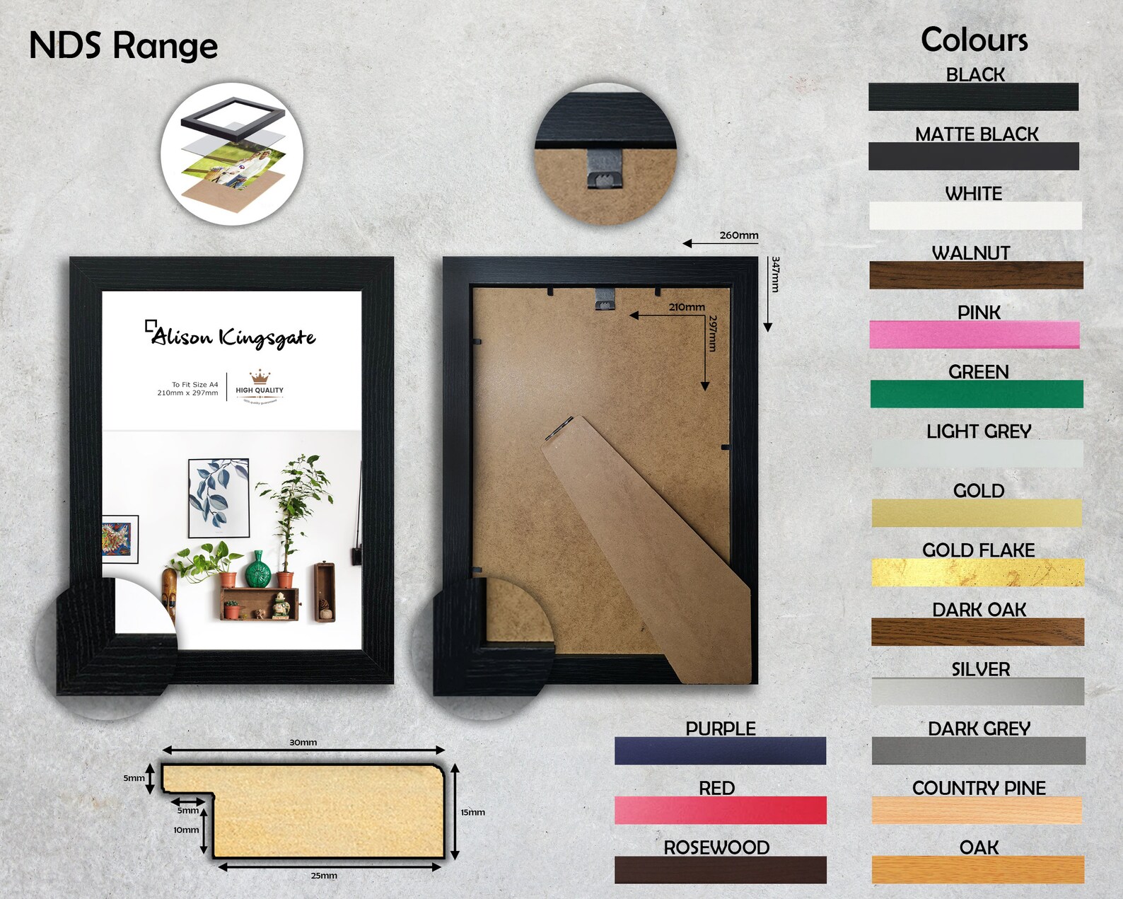 Modern Sleek Black White Rustic Oak Dark Oak Picture Frames - Etsy UK