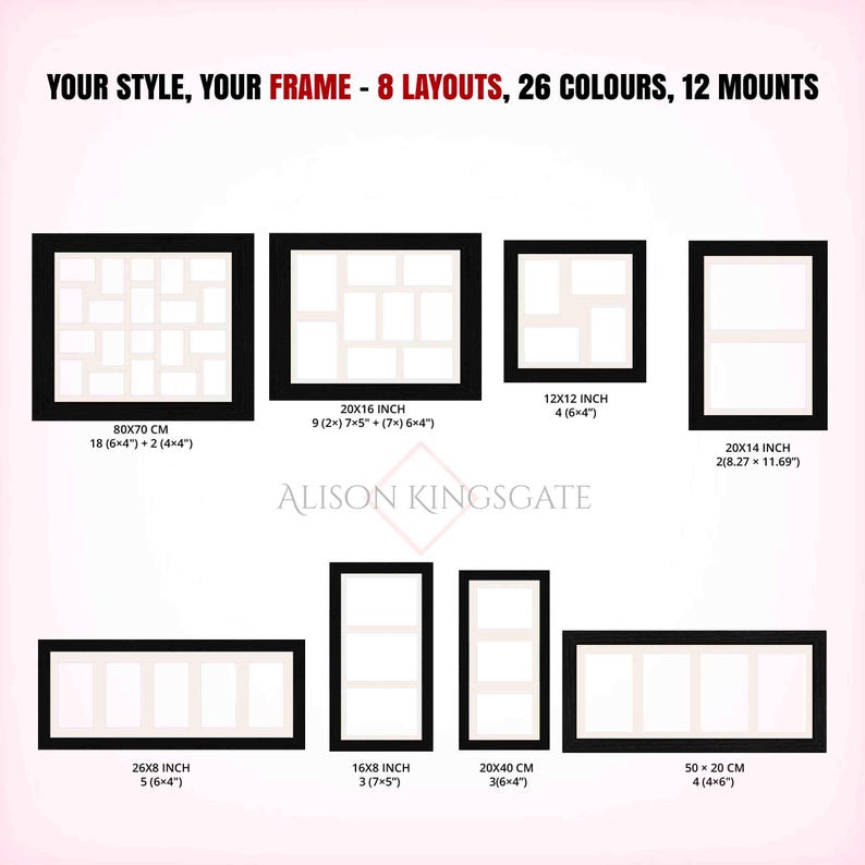 Multi Aperture Picture Frame 80x70cm Frame Holds 20 Photo Family ...