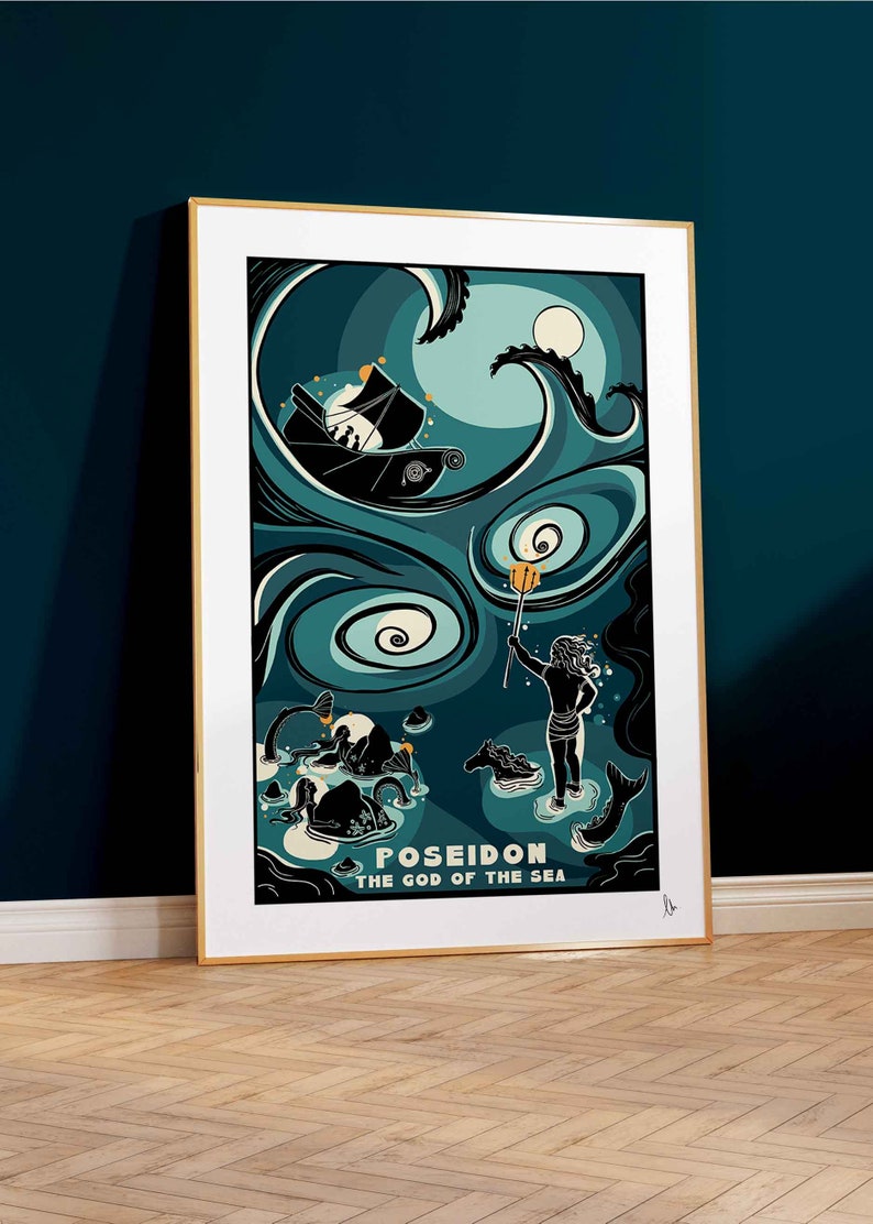 Poseidon Art Print: Greek Mythology Wall Decor (A4, A3, A2) - Etsy