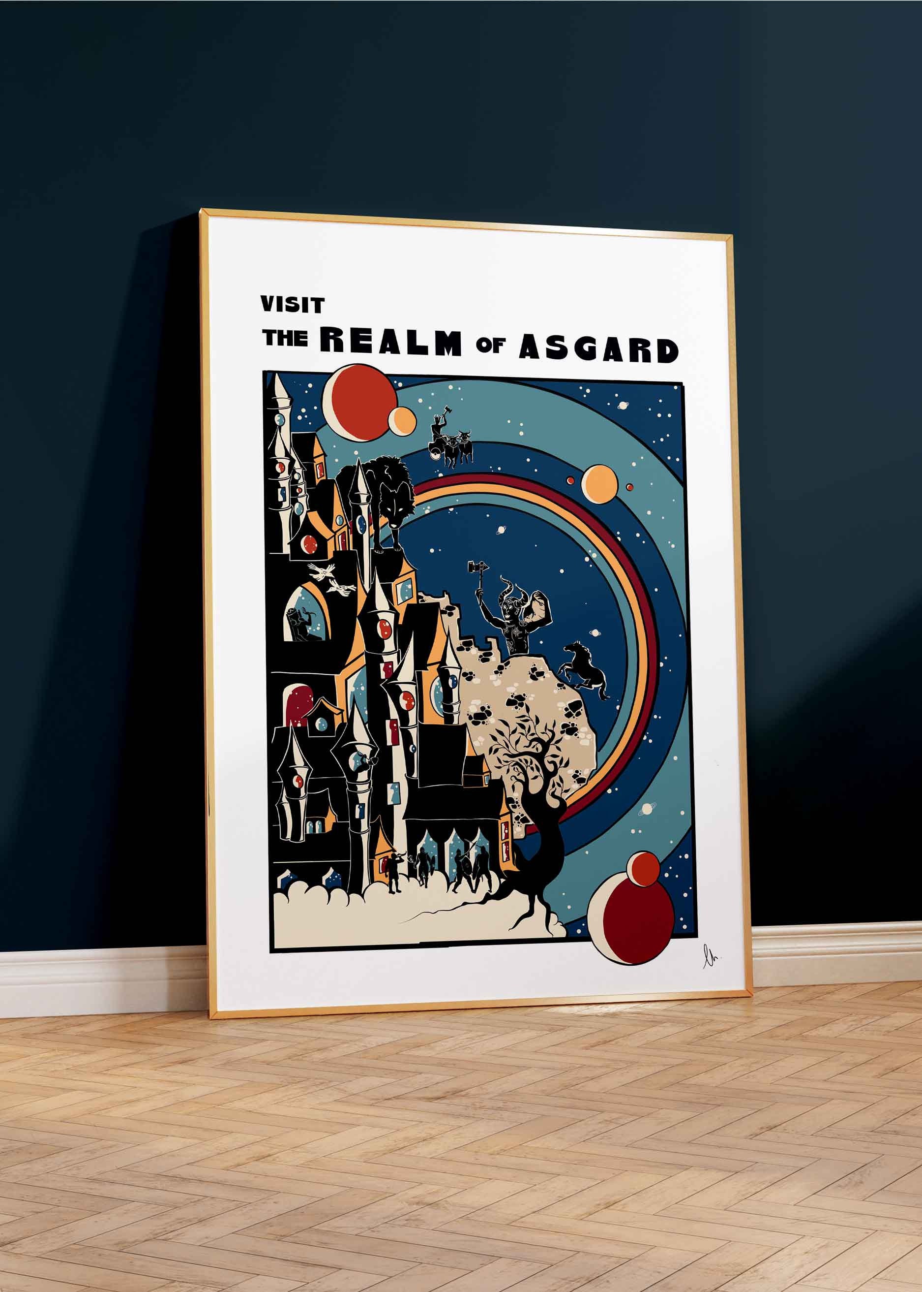 The Realm of Asgard Norse Mythology Inspired Travel Poster - Etsy UK