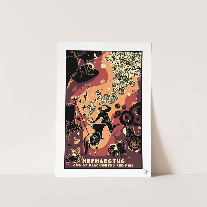 Hephaestus Print: Greek Mythology Wall Art, God of Blacksmiths (A4, A3 ...