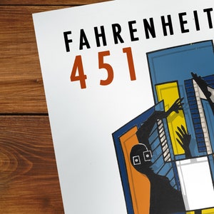 Fahrenheit 451 Cover Art, Ray Bradbury Digital Print, Classic ...