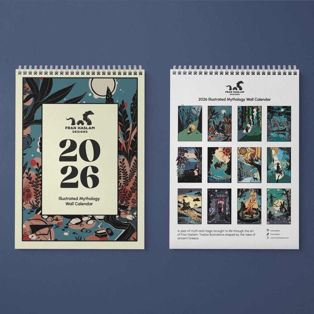 Illustrated A4 Mythology Calendar 2026 - Etsy UK