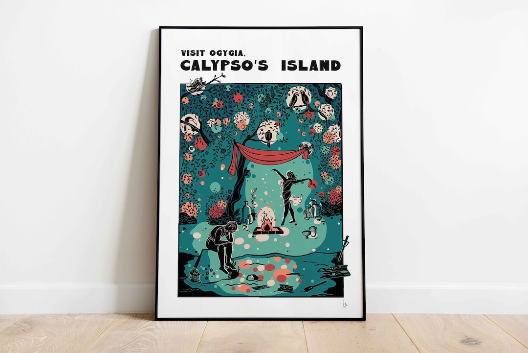 Calypso's Island Ogygia Print, Greek Mythology Artwork, Ancient Greece Travel Poster, Gods and ...