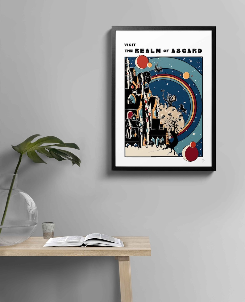 The Realm of Asgard Norse Mythology Inspired Travel Poster - Etsy UK