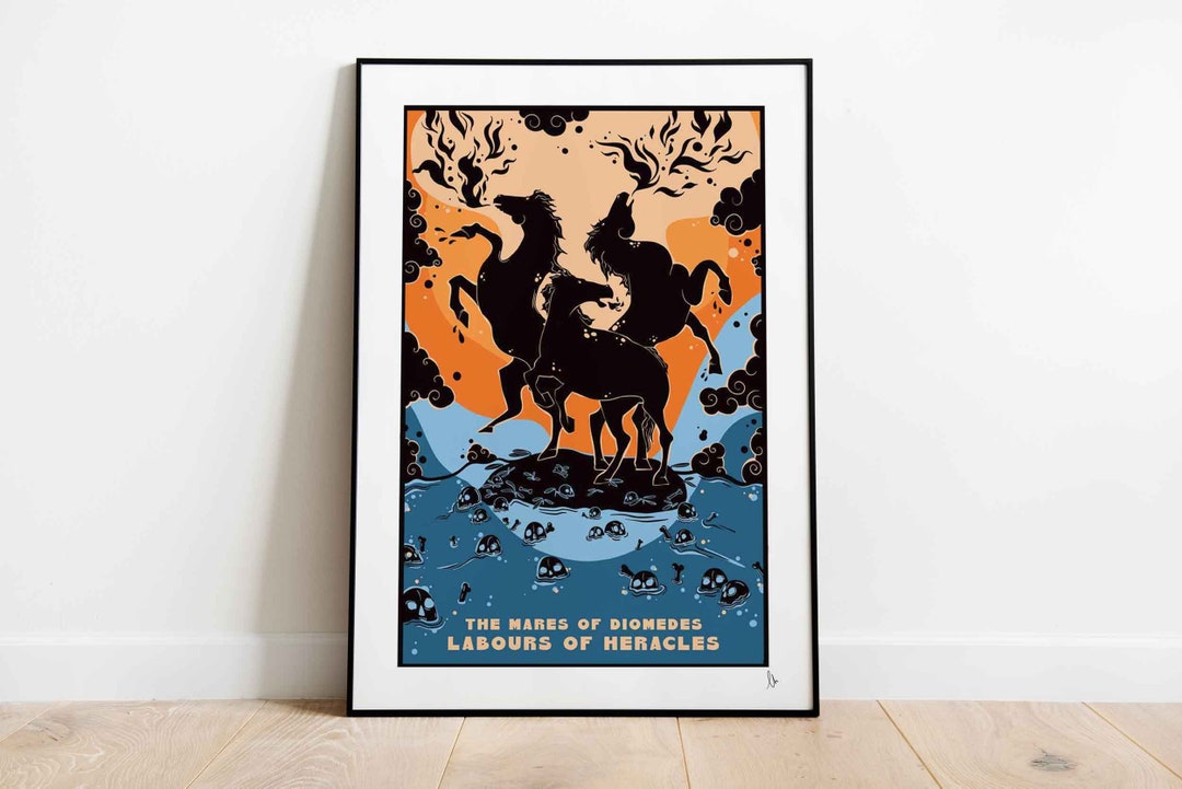 The Mares of Diomedes, Labours of Heracles, Greek Mythology Print ...