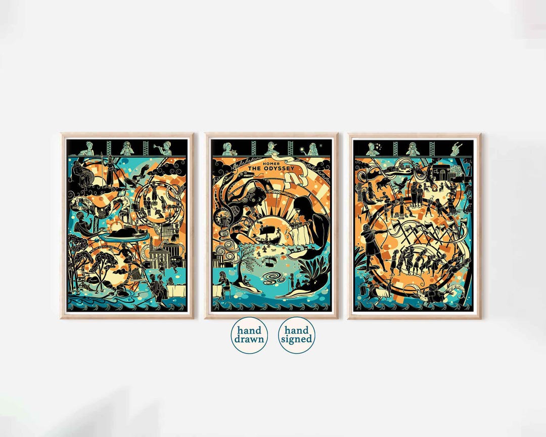 The Odyssey 3 Print Set: Greek Mythology Art, Ancient Greece Decor (A5 ...