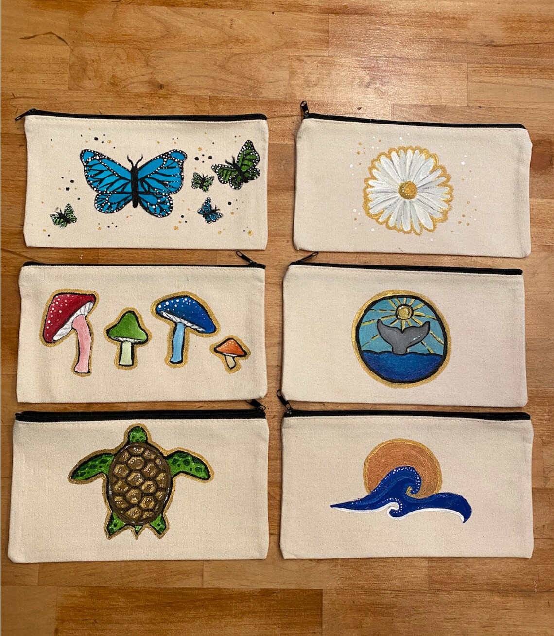 Hand Painted Canvas Pouch - Etsy Israel